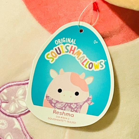 Kellytoy | Toys | Reshma The Pink Cow With Bandana Squishmallow 4 ...